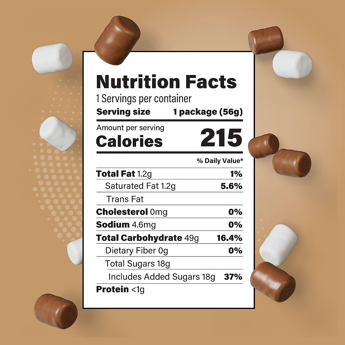 Marshmallow Smores Flavored Mini Marshmallows Candy - Mix of Chocolate Covered & Vanilla Coated - Individual Packets, 1.97 oz, Pack of 18 - Perfect for Hot Chocolate, and Snacking