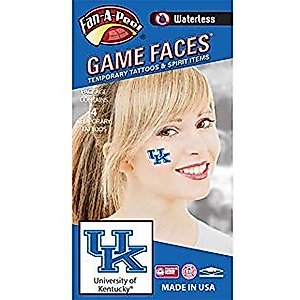 University of Kentucky (UK) Wildcats – Waterless Peel & Stick Temporary Spirit Tattoos – 4-Piece – Blue/White UK Logo