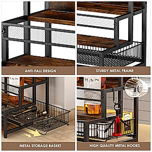 LOTEYIKE 3 Tier Coffee Syrup Rack Organizer, 12 Water Bottles Holder Stand Liquor Cabinet Storage Shelves, Wine Rack Countertop Storage Rack Coffee Bar Cabinet for Kitchen