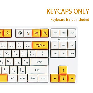 PBT Keycaps 140 Keys XDA Profile Keycaps Dye-Sublimation Japanese Honey Milk Keycap，ANSI Layout Keycap Suitable for Mechanical Gaming Keyboard Gateron Kailh Cherry MX Switches (Keycaps only)