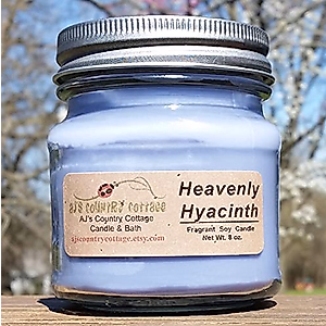 Heavenly Hyacinth Soy Candle - Flowers/Floral Scented Candle - 8 oz. square jar
