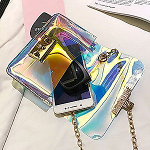 Buddy Supplies Buddy Transparent Hologram Shoulder Bag Glitter Chain Purse Cross Body Sling Bag, Clear, One Size
