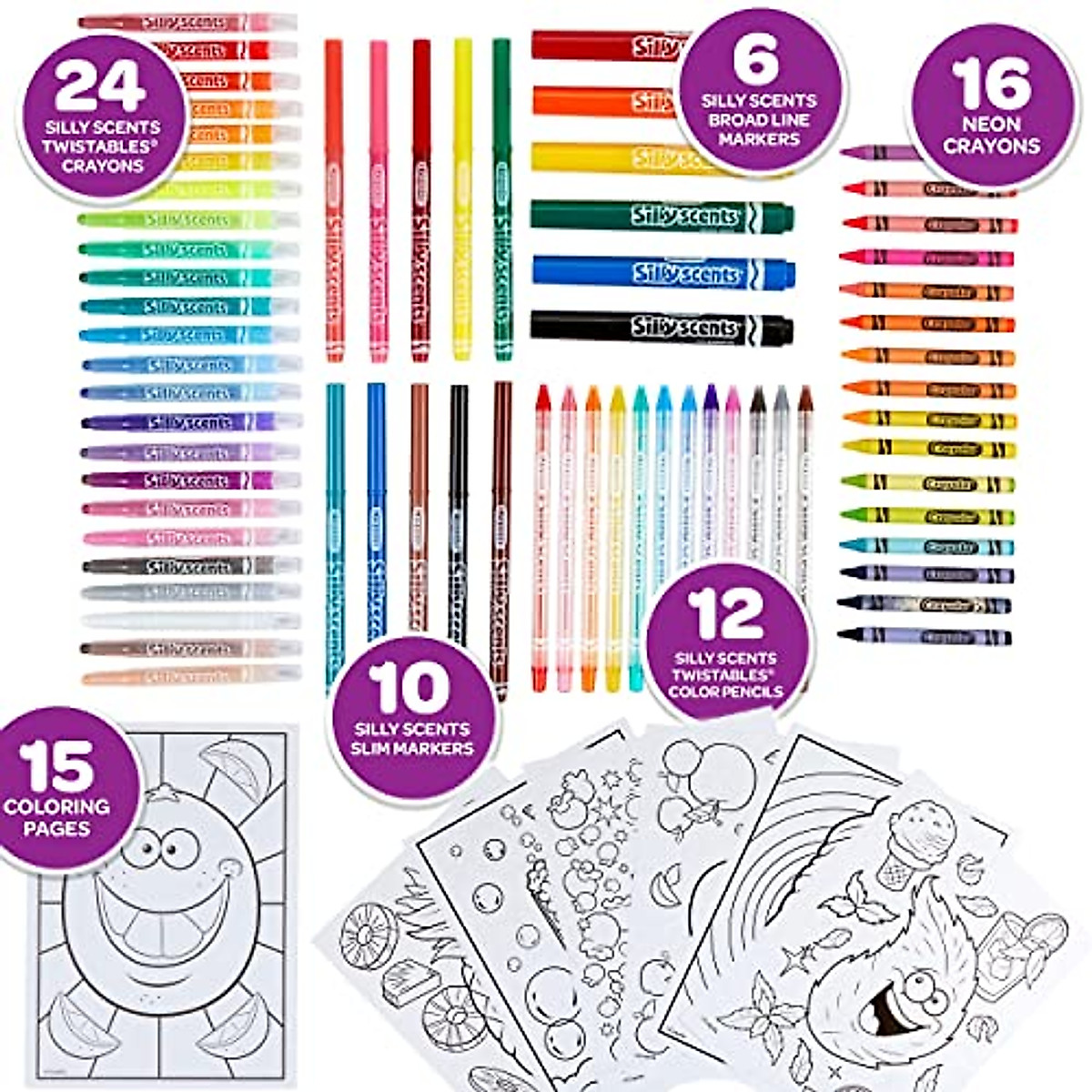 Crayola Silly Scents Inspiration Art Case, 80+ Art Supplies, Easter Gift for Kids, Ages 5, 6, 7, 8 [Amazon Exclusive]