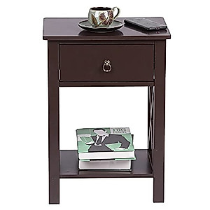 MJWDP Three Colors 40x30x55cm Side Intersection Style Bedside Table Coffee Table Nightstand with Two-Layer Drawer (Color : D)