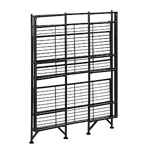 Convenience Concepts Designs2Go X-Tra Storage 3-Tier Wide Folding Metal Shelf, Black