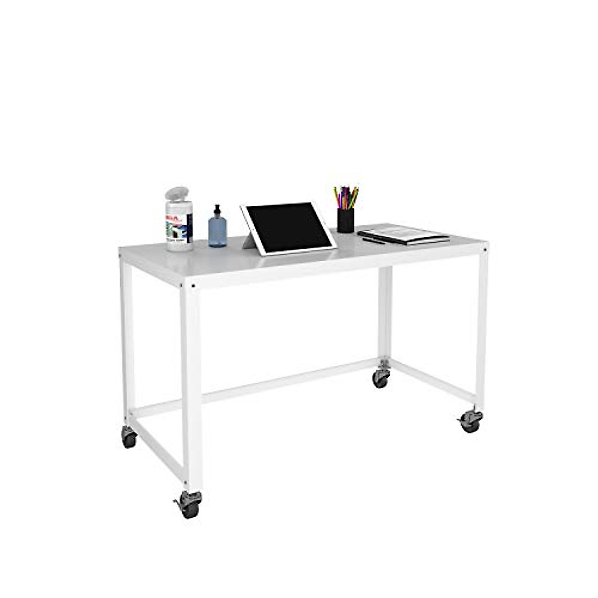 Office Dimensions 21647 White RTA 48" Wide Mobile Metal Desk Workstation Home Office Collection