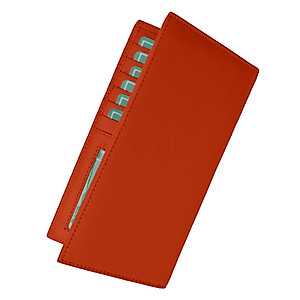 Marshal Brabd New Premium Leather Checkbook Wallet ID Credit Card Organizer (Orange)