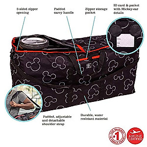 J.L. Childress Disney Baby Single & Double Stroller Travel Bag - Disney Gate Check Bag for Single & Double Strollers - Large Stroller Travel Bag for Airplane - Black, Mickey Mouse