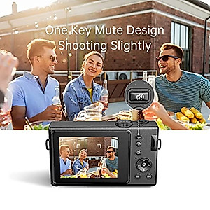 Camnoon 1080P Compact Digital Camera 48MP 3.0 Inch LCD Screen Auto Focus 16x Digital Zoom Anti Shake Smile Capture, Beauty Built-in Flash Battery Selfie Mirror Kids Teen Friends