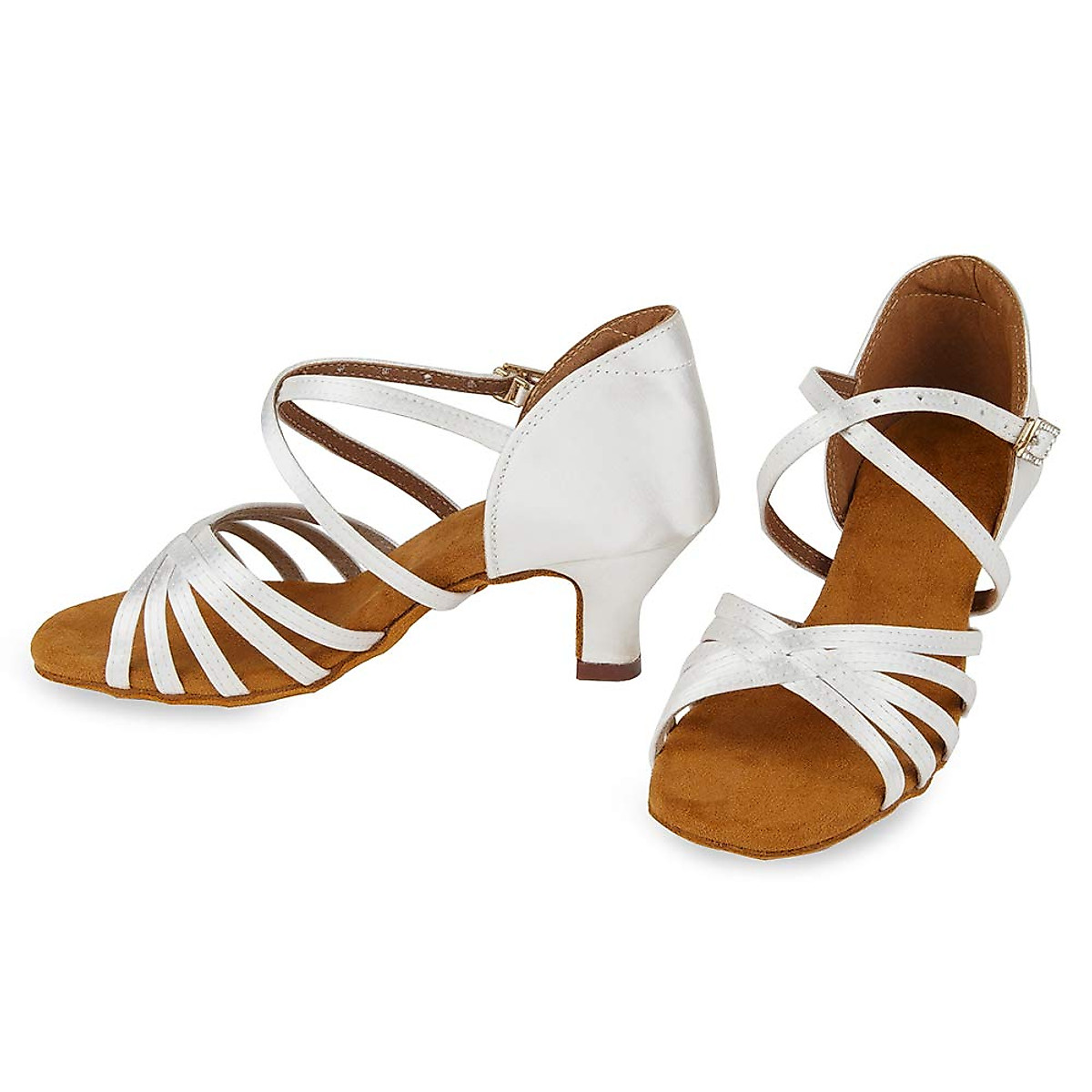 RUYBOZRY Women's Latin Dance Shoes Professional Ballroom Salsa Latin Practice Dance Shoes,213ZS-White-5,US 6.5