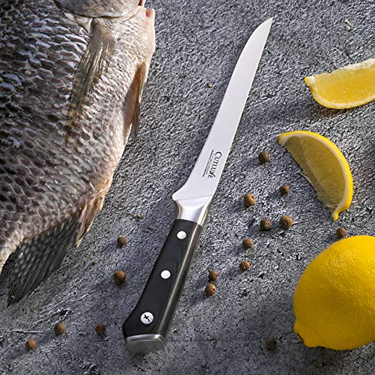 Cutluxe Boning Knife & Butcher Knife Set– Forged High Carbon German Steel – Full Tang & Razor Sharp – Ergonomic Handle Design – Artisan Series