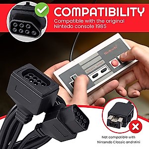 NES controller extension cable 6 Feet – (1.8m) Cord compatible for Nintendo NES controllers and NES Console by EVORETRO