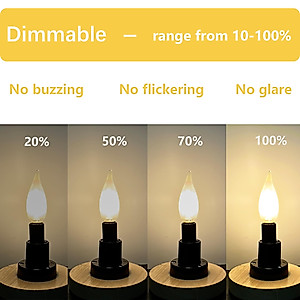 E12 Candelabra LED Bulb 60watt, Frosted LED Chandelier Light Bulbs,Type B 2700k Warm White, Flame Tip,6W Equal 60W,Dimmable for Ceiling Fan,Dining Room,Kitchen Fixture (6 Pack) (6w-2700k(warm White))