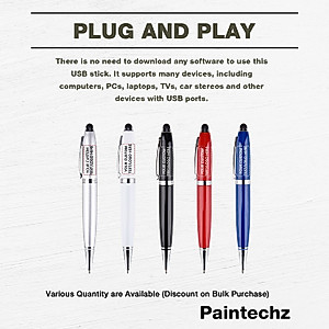 Paintechz Custom Pen USB Flash Drives 500 Pack Bulk, Personalized Logo or Text - as Corporate Gifts and Promotional Giveaways - 2GB