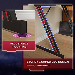 PayLessHere 35 Inch Modern Z-Shaped Gaming Desk Computer Desk for Home Office with Headphone Hook - Sturdy Workstation Table with Spacious Desktop,Red