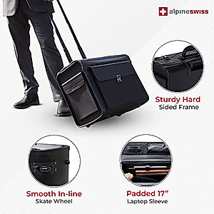 Alpine Swiss Rolling 17" Laptop Briefcase on Wheels Attache Lawyers Case Legal Size