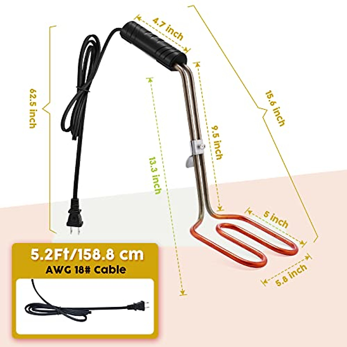 KITOSUN Electric Charcoal Starter 700W – Premium BBQ Grilling Fireplace Tools Ignite Lump Coals Briquettes Easier & Quicker | NO Fluid Fuel Lighter | Bigger 304 Heat Element Coils with 5ft Long Cable