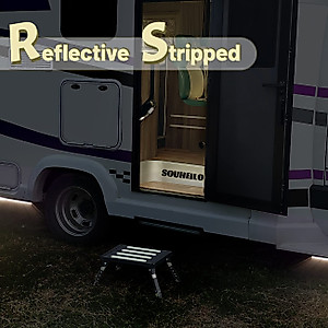 1000Lbs Heavy Duty Rv Steps, 4 Levels Adjustable Step Stool, Portable Folding Step Stool, Easy Use Camper Steps for Rv/Trailer/Truck/SUV, Lightweight Rv Step for Adults/Seniors/Dog by SOUHEILO