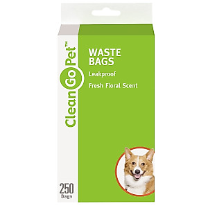 Clean Go Pet Fresh Scent Doggy Waste Bags, 250-Count - Convenient, Leakproof, Plastic, Scented Poop Bags