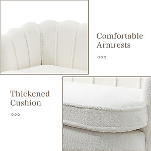 Chifee & Vingol Upholstered Small Loveseat for Small Space with Golden Legs,Ivory