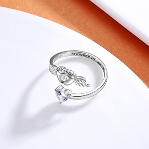 Miscarriage Ring Mommy of an Angel Necklace Bracelet 925 Sterling Silver Pregnancy Loss Memorial Jewelry Sympathy Gifts for Women Mom (Miscarriage Ring)