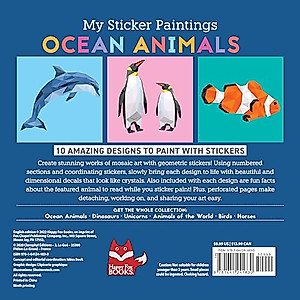 My Sticker Paintings: Ocean Animals: 10 Magnificent Paintings (Happy Fox Books) For Kids 6-10 - Jellyfish, Dolphins, Penguins, Sharks, and More, with 30 to 140 Removable, Reusable Stickers per Design