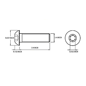 1/4-20 x 3/4" Socket Head Cap Screws Bolts,Stainless Steel 18-8 (304),Allen Socket Drive,Fully Threaded,25 PCS