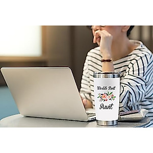 Waldeal Worlds Best Aunt Birthday Gifts for Women, 20oz Stainless Steel Tumbler Cup with Lid, Insulated Travel Coffee Mug