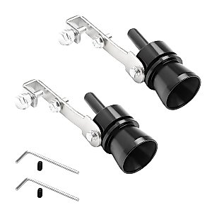 2PCS Turbo Sound Whistle Simulator, Aluminum Alloy Blow off Valve Muffler Sound Booster for Auto Exhaust, Car Roar Maker Tail Pipe Whistle, Styling Running Accessories for Most Cars (Black)