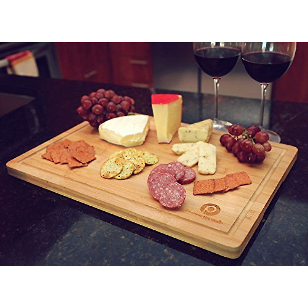 Extra Large Organic Bamboo Cutting Board for Kitchen - Wood Butcher Block - Wood Cutting Board with Juice Groove - Kitchen Chopping Board for Meat, Cheese and Vegetables, 18 x 12” - Pristine Bamboo