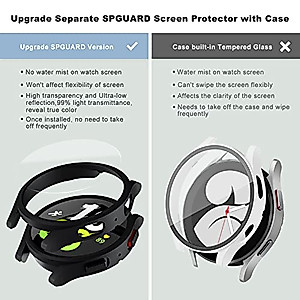[5+5Pack] SPGUARD Galaxy Watch 5/Watch 4 44mm Screen Protector Case Cover,Tempered Glass Galaxy Watch 5/4 Screen Protector & Watch 5/4 Case Cover Hard PC Bumper for Samsung Galaxy Watch 5/4 44mm