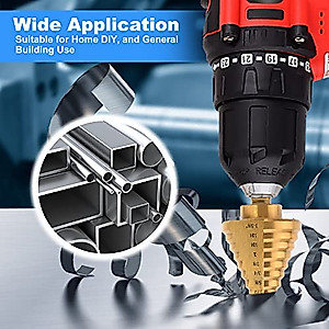 Luckyweld Step Drill bit Set 1/4” to 1-3/8”, Multifunction Triangle Handle Drilling Step Bit Set for Metal and Wood