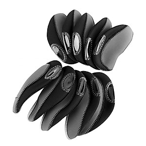 10Pcs Golf Club Head Cover, Neoprene Protective Headcover Golf Club Iron Head Covers Set (Grey + Black) Funny Driver Heads Iclubs