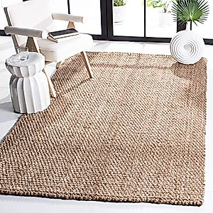Safavieh Natural Fiber Collection 3' x 3' Square Natural NF189A Handmade Contemporary Rustic Farmhouse Premium Jute Entryway Living Room Foyer Bedroom Accent Rug