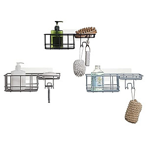 SunnyPoint Classic Wall Mounted Shower Caddy Organizer Basket Shelf With Removable Adhesive Hook. No Drilling Needed (Gunmetal, Standard)