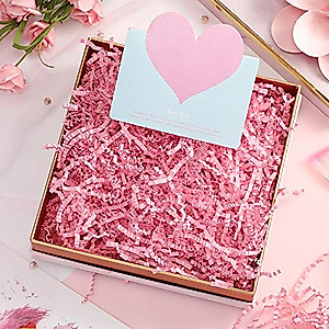 3 Bags Valentine’s Crinkle Cut Papers Shred Filler Pink Raffia Paper Shreds Pink Tissue Paper Shred Craft Paper for Basket Filling Present Wrapping Wedding Bridal Party Supplies
