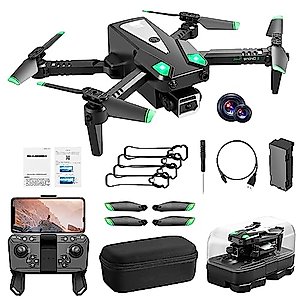 Mini Drone with Dual 1080p HD Wide Angle Camera Remote Control Toys Gifts for Boys Girls with Altitude Hold Headless Mode 1-Key Start Speed Adjustment (Black)