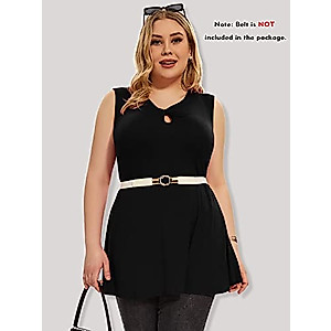 LARACE Plus Size Tank Tops for Womens Shirts Cut Out Trendy Clothes Loose Fit Tunics Twist Knot Sleeveless Blouses(Black 3X)