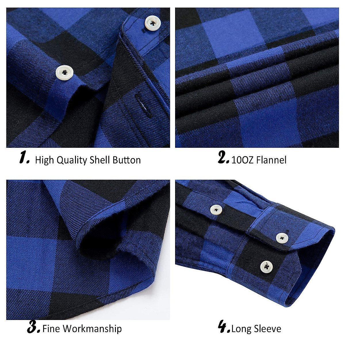 Alimens & Gentle Men's Button Down Regular Fit Long Sleeve Plaid Flannel Casual Shirts