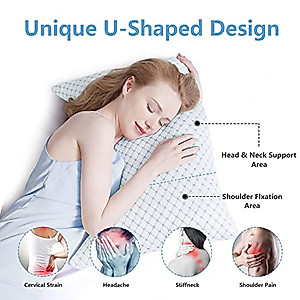KHHMNB (2023 Upgrade) Side Sleeper Pillow for Neck and Shoulder Pain, Cooling Pillow with Two Sides of Specially Designed-One Side Ice Silk, One Side Rayon, Queen Size Set of 2