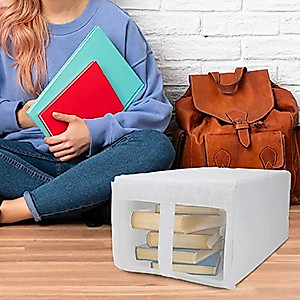 APQ Closet Storage Boxes with Lids, Hook and Loop Fasteners, 13.5 x 8.75 x 6.25, Pack of 4 White Fabric Boxes for Storage, Roomy Dense Oxford Cloth Collapsible Storage Box, Odorless Fabric Storage Box