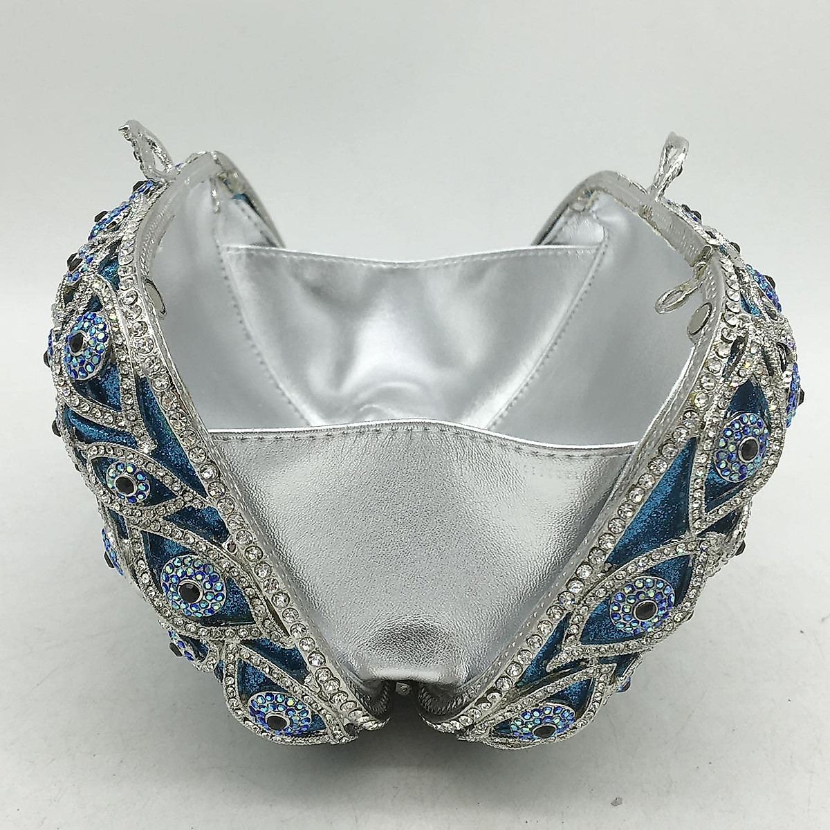 Boutique De FGG The Evil Eye Crystal Clutch Bags Women Evening Purses Wedding Party Prom Rhinestone Handbags, 438-Blue, Mini
