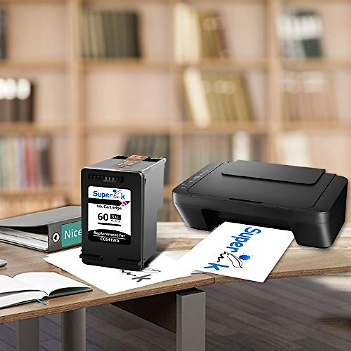 SuperInk High Yield Remanufactured Ink Cartridge Compatible for HP 60 60XL CC641WN (1 Black) Replacement for Deskjet D1660 D1663 F4480 F4580 PhotoSmart C4600 D110a Envy 100 110 All-in-One Printer