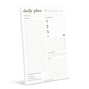 Bliss Collections Daily Planner, Metallic Gold Calendar, Scheduler, Productivity Tracker for Organizing Appointments, Priorities, Tasks, Water Intake, Notes, 6"x9" Undated Tear-Off Sheets (50 Sheets)