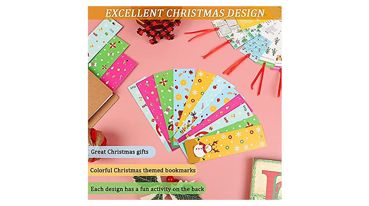 Christmas Bookmarks Set for Kids - 72 Holiday Bookmarks with Santa & More