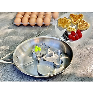Unique Fried Egg Shaper, Omelette, Pancake, Scrambled Eggs DIY Mold Rings, Specialty Cooking Tool with Handle, Mold Non Stick Stainless Steel for Griddle Pan, Heart, Flower Shape Mickey-like 3Pcs/set