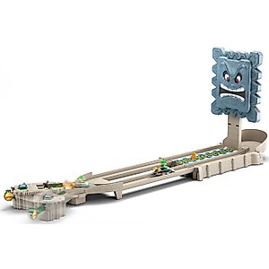 Hot Wheels Mario Kart Track Set & Toy Car, Thowmp Ruins Playset with Luigi Kart Vehicle & Pull-Back Launcher