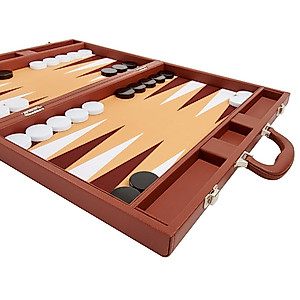 Silverman & Co. 19-inch Premium Backgammon Set - Desert Brown Board