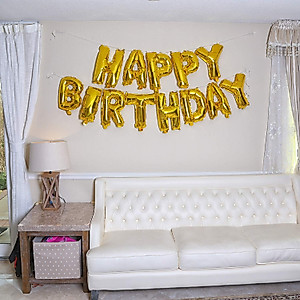 Happy Birthday Aluminum Foil Banner Balloons for Birthday Party Decorations and Supplies (Gold)