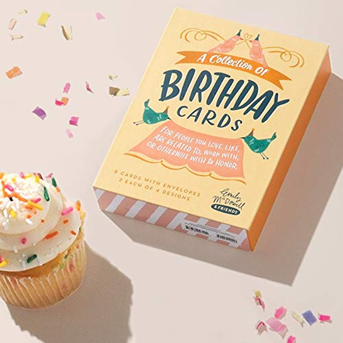 Em & Friends Birthday Cards, Happy Birthday Greeting Cards Illustrated Sayings Blank Inside (Box of 8, Assorted Cards, 2 Each 4 Styles)